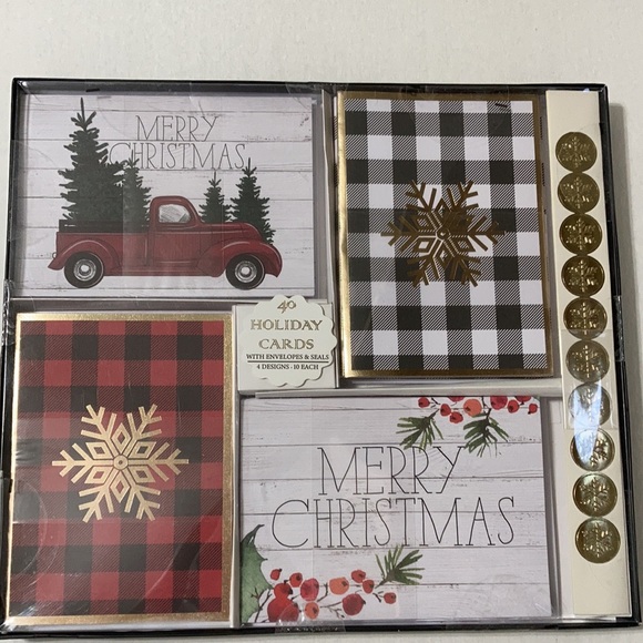 Deco | Holiday | Nwt 4 Rustic Christmas Cards With Envelopes Seals ...
